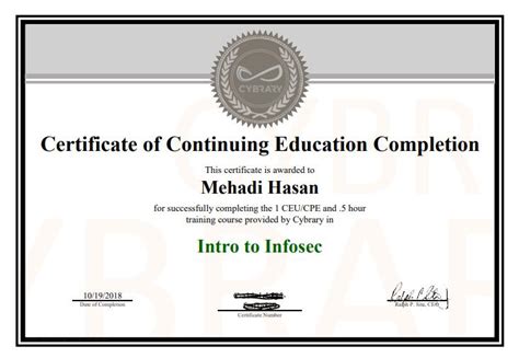 Ovi Hasan On Linkedin Intro To Infosec Certificate Of Completion From