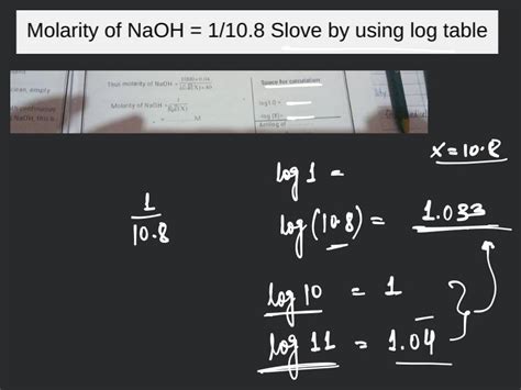 Molarity Of Naoh 1 10 8 Slove By Using Log Table Filo