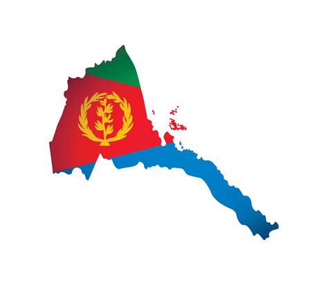Vector Illustration With National Flag And Map Simplified Shape Of Eritrea Volume Shadow On The