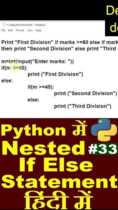Nested If Statement In Python In Hindi Shorts Bintuharwani Nestedif