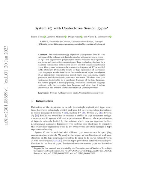 System Fμω With Context Free Session Types Deepai