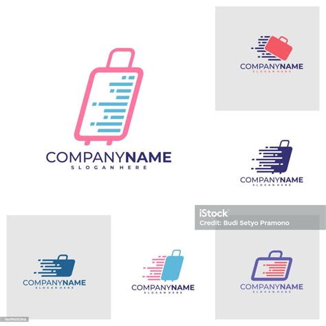 Fast Suitcase 로고 디자인 벡터 세트입니다 여행 가방 로고 디자인 템플릿 개념 가방에 대한 스톡 벡터 아트 및 기타 이미지 가방 개념 관광 Istock