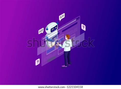 Chatbot Isometric Color Vector Illustration Customer Stock Vector Royalty Free 1221104158