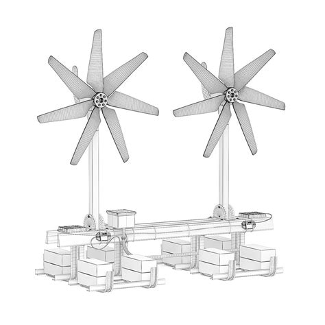 small dual wind turbine clean energy generator 3d model download