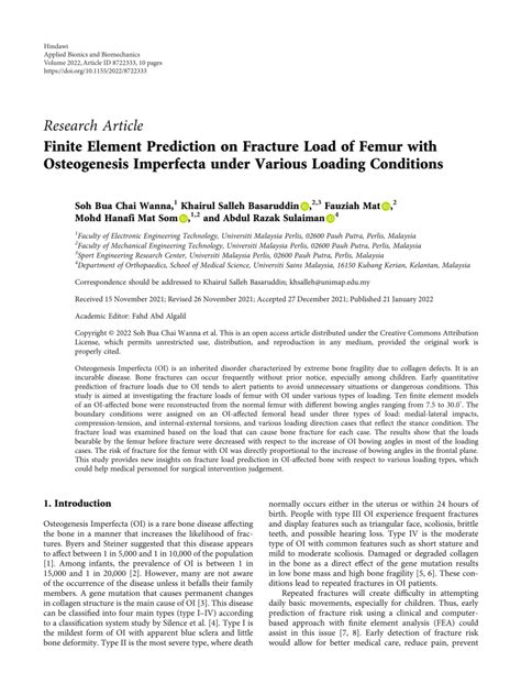 Pdf Finite Element Prediction On Fracture Load Of Femur With
