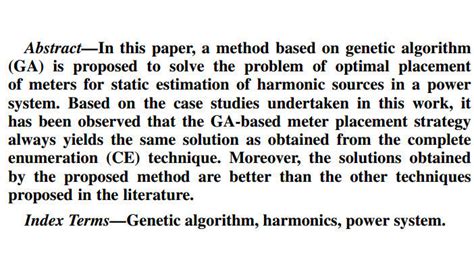 genetic algorithm based meter placement for static estimation of