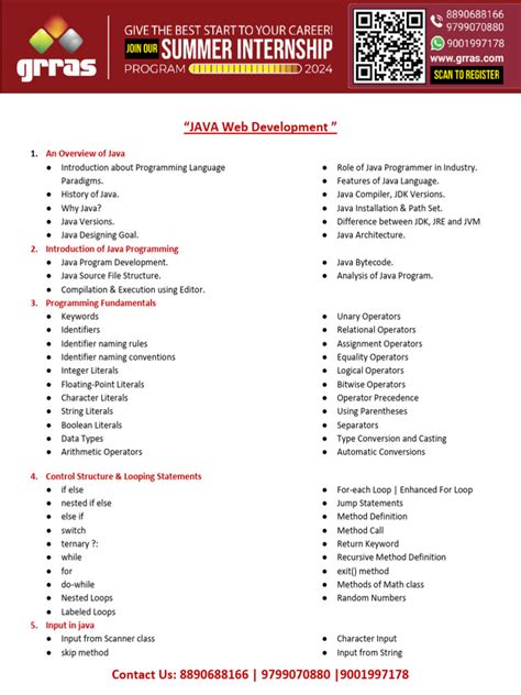 Internship Java Web Development Pdf Method Computer Programming