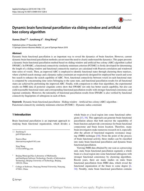 Dynamic Brain Functional Parcellation Via Sliding Window And Artificial Bee Colony Algorithm