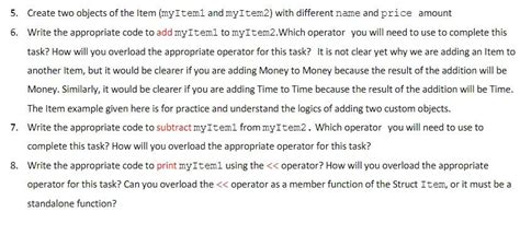 Solved Lab Operator Overloading In C That Might Arise