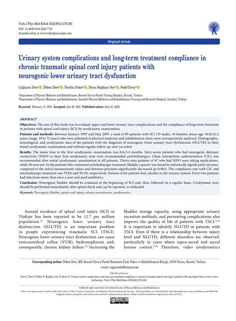 Pdf Urinary System Complications And Long Term Treatment Compliance