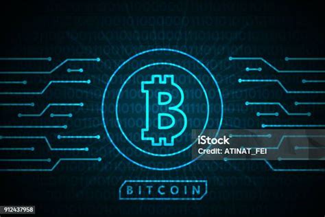 Bitcoin 디지털 통화와 이진 배경 기술에 블루 라인 회로 벡터 금융 사업에 대 한 디자인 개념에 대한 스톡 벡터 아트 및 기타 이미지 Istock