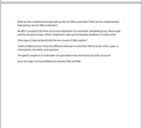 Solved What Are The Complementary Base Pairing Rules For DNA Chegg