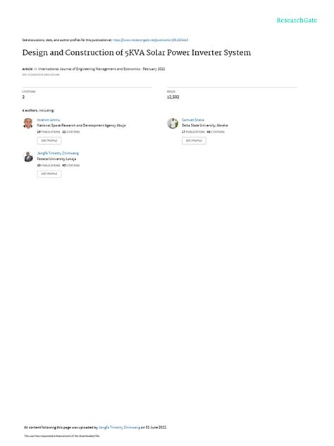 Designandconstructionof5kvasolarpowerinvertersystem Pdf Power Inverter Direct Current