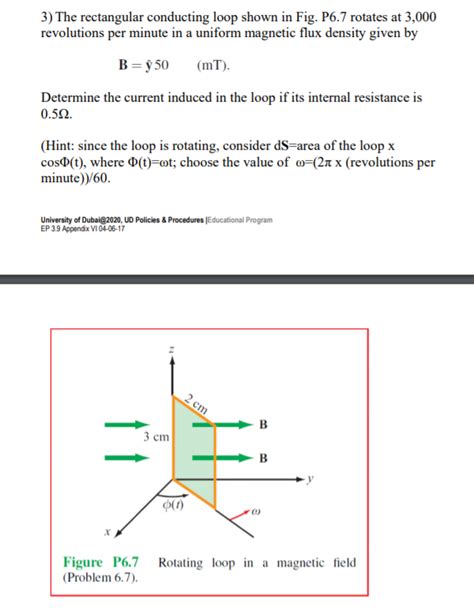 Solved 3 The Rectangular Conducting Loop Shown In Fig P67