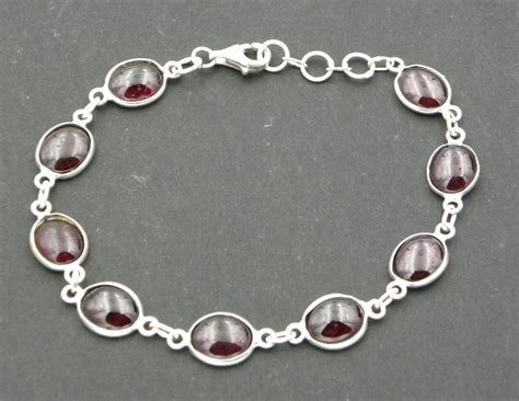 Garnet Bracelet Set In 925 Sterling Silver