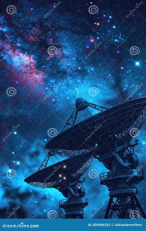 Vivid Cosmos With Radio Telescope Array Stock Image Image Of