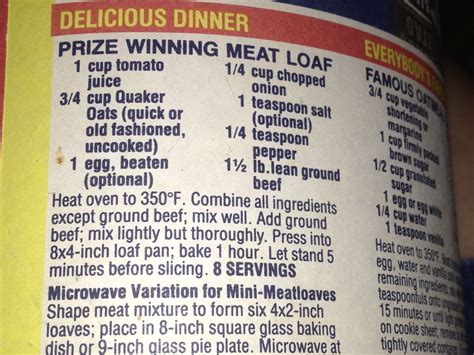 Quaker Oats Meatloaf Original Recipe Bryont Blog