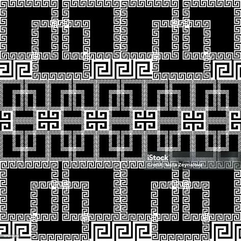 기하학적 인 그리스 벡터 원활한 테두리 패턴입니다 장식용 흑백 화려한 배경입니다 형상 체크 무늬 배경을 반복 합니다 그리스 키