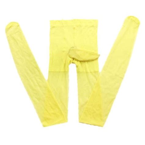 Jaune Collant Fourreau Avec Poche Pour P Nis Pour Femme Et Homme Collant Sexy Pour Masturbation