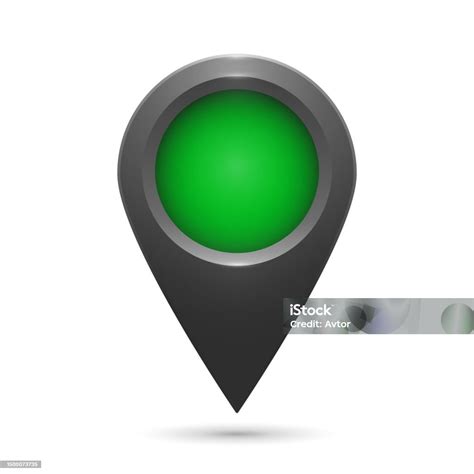 현실적인 지리적 위치 지도 핀 코드 아이콘입니다 Gps 위치 정보 태그 아이콘은 강조 표시된 회색이며 흰색 배경에 녹색 삽입물이