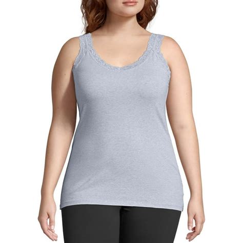 Jms By Hanes Womens Plus Size Stretch Jersey Lace Trim Camisole