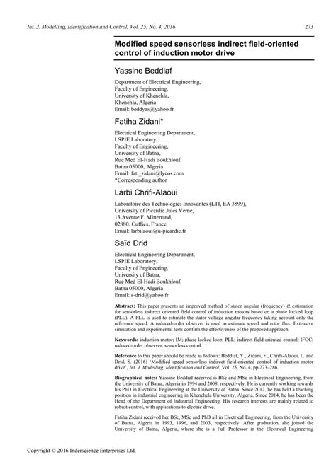Pdf Modified Speed Sensorless Indirect Field Orientedof Induction Motor Drive”