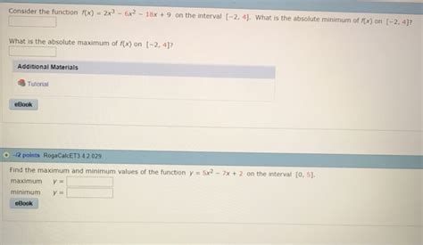 Solved Consider The Function F X 2x3 6x2 18x 9 On The