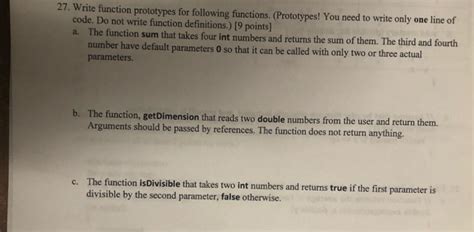 Solved 27 Write Function Prototypes For Following