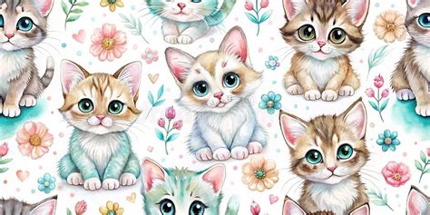 Adorable Kitten Seamless Pattern Design A Whimsical And Cute Kitty