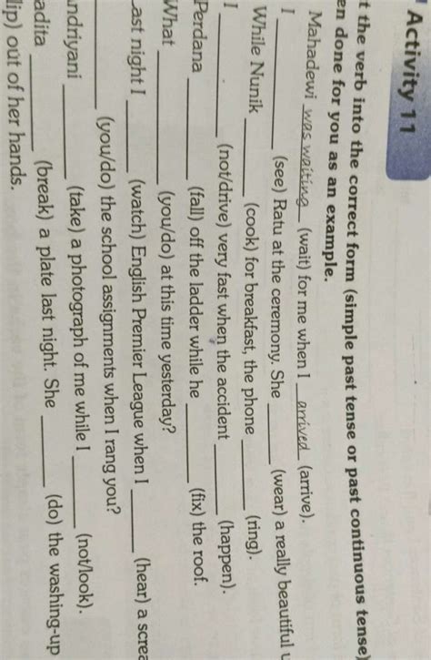 Activity 11 T The Verb Into The Correct Form StudyX