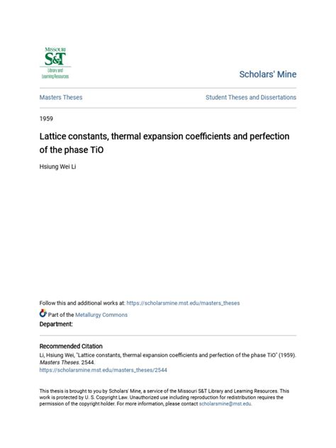 Lattice Constants Thermal Expansion Coefficients And Perfection Pdf