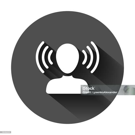 평면 스타일의 마음 인식 아이콘입니다 긴 그림자와 블랙 라운드 배경에 아이디어 인간의 벡터 일러스트 레이 션 고객 브레인 비즈니스 개념입니다 마음 챙김에 대한 스톡 벡터