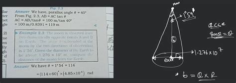 Fig 23answer We Have Parallax Angle θ40∘from Fig 23 Abactanθac