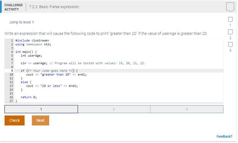 solved challenge activity 7 2 2 basic if else expression