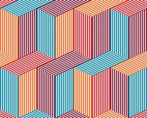 D Dimensional Lined Cubes Seamless Pattern Geometric Endless Texture With Lines And Boxes