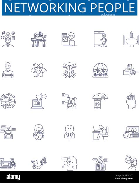 Networking People Line Icons Signs Set Design Collection Of Networking People Connections