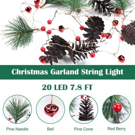 Yescom 7 Ft Artificial Christmas Tree And Led Topper Star And Pine Cone String Lights Kit For 1