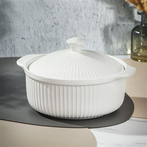 Кастрюля для запекания керамика, 1 л, круглая, с крышкой, Вертикаль ...