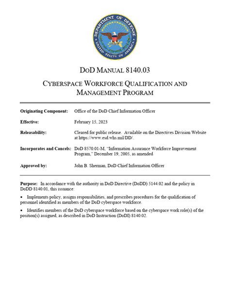 Dodm 8140 03 Download Free Pdf United States Department Of Defense Academic Degree