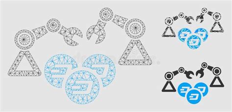 Dash Mining Robotics Vector Mesh Carcass Model And Triangle Mosaic Icon Stock Vector