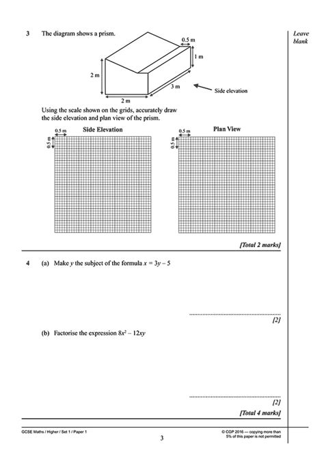 Solved The Diagram Shows A Prism Leave Blank Side Elevation 2 M Using