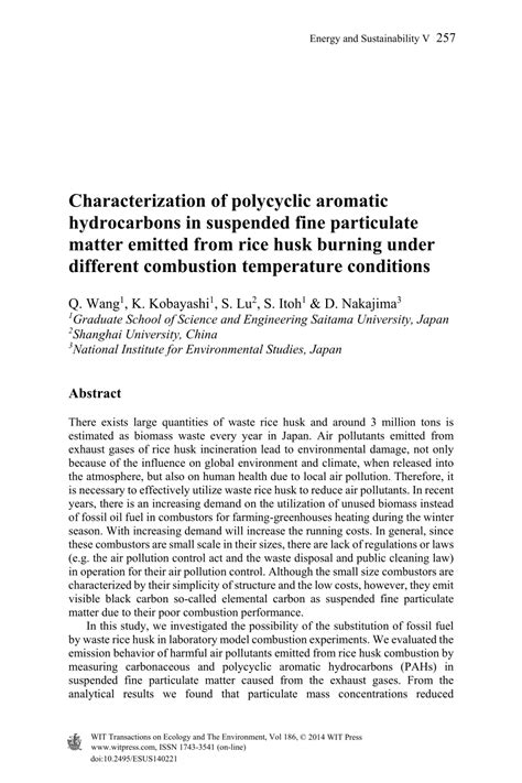Pdf Characterization Of Polycyclic Aromatic Hydrocarbons In Suspended Fine Particulate Matter