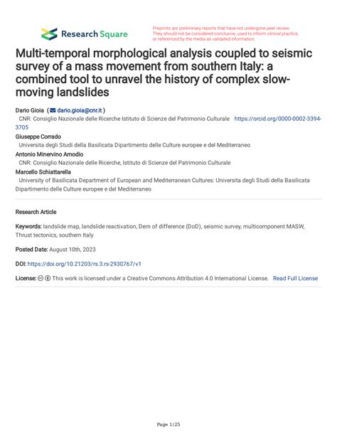 Pdf Multi Temporal Morphological Analysis Coupled To Seismic Survey Of A Mass Movement From