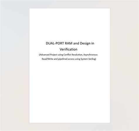 Vlsi Systemverilog Verification Dualportram Digitaldesign
