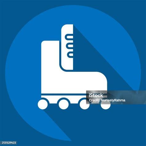 아이콘 롤러 스케이트 스케이팅 기호와 관련이 있습니다 긴 그림자 스타일 심플한 디자인 일러스트레이션 개체 그룹에 대한 스톡 벡터