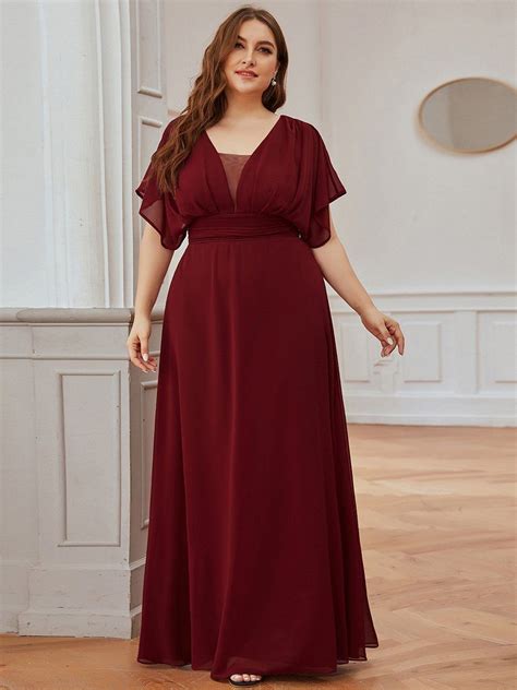 Burgundy Plus Size Wholesale Evening Party Dress A Line Empire Waist