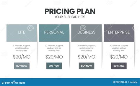 Minimal Pricing Comparison Table Ui Design Vector Illustration 275778084
