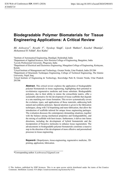 Pdf Biodegradable Polymer Biomaterials For Tissue Engineering