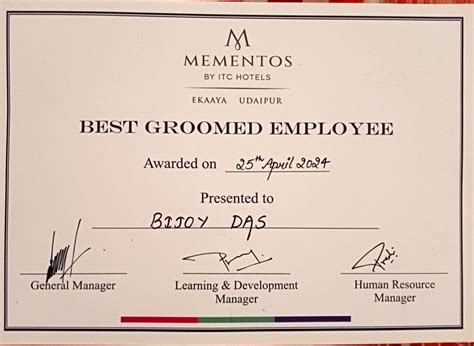 Bijoy Das On Linkedin Best Groomed Employee Of The Month At Mementos