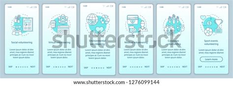 Volunteering Types Onboarding Mobile App Page Stock Vector Royalty